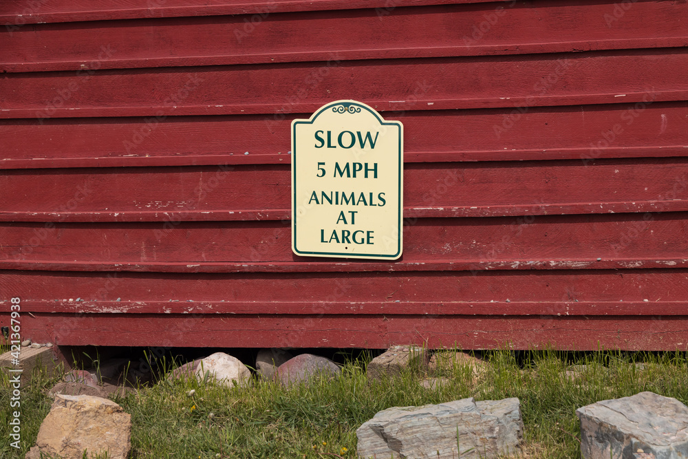 Slow 5 mph animals at large sign Stock Photo | Adobe Stock
