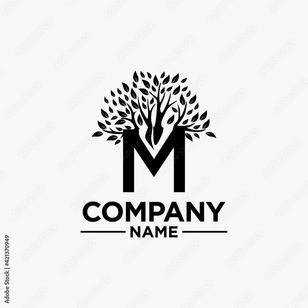 M initial tree logo design modern templates Stock Vector | Adobe Stock