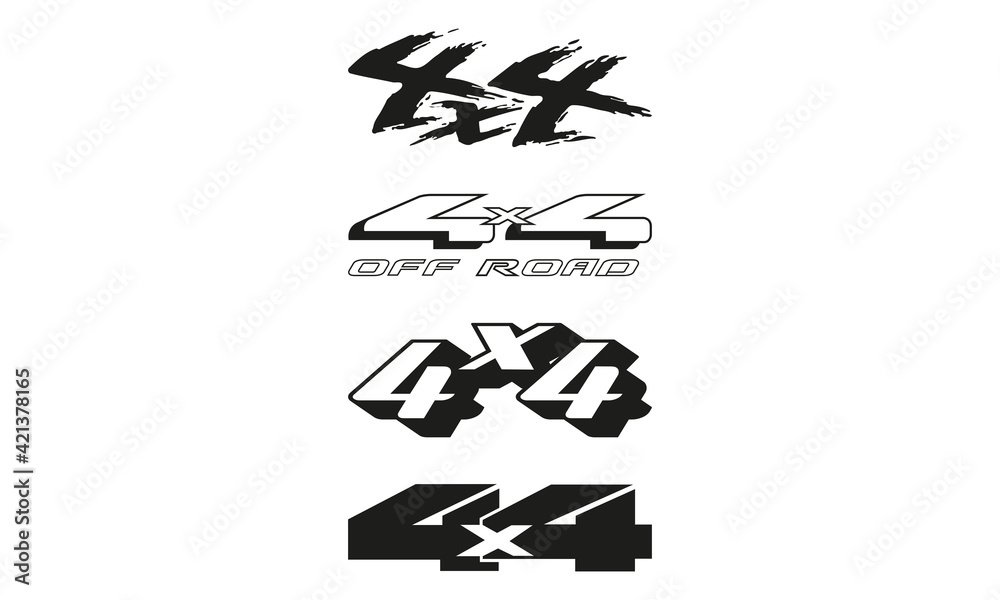 Four pack of 4x4 logos, for trucks, cars, monster trucks and all terrain vehicles, ideal for ...