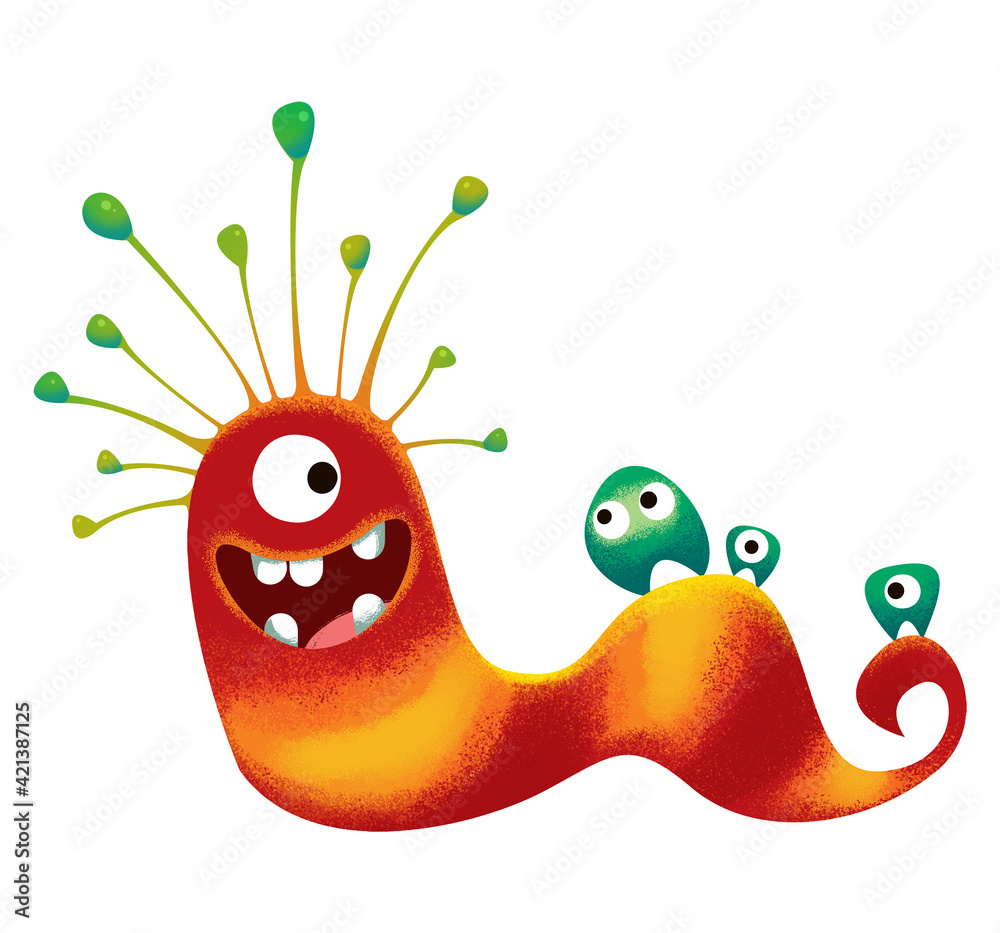 Alien in the form of a worm orange clipart. The monster with one eye is ...
