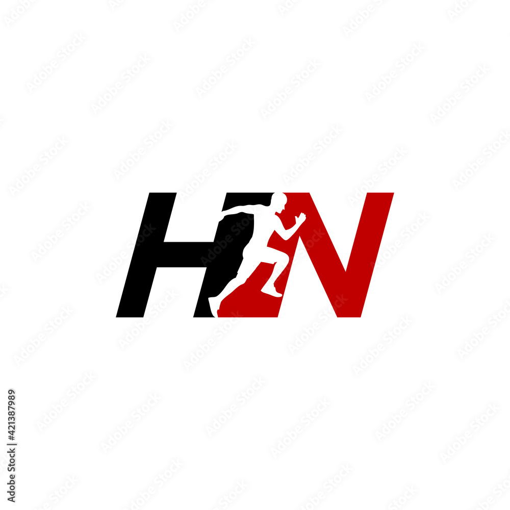 hn run logo design vector icon Stock Vector | Adobe Stock