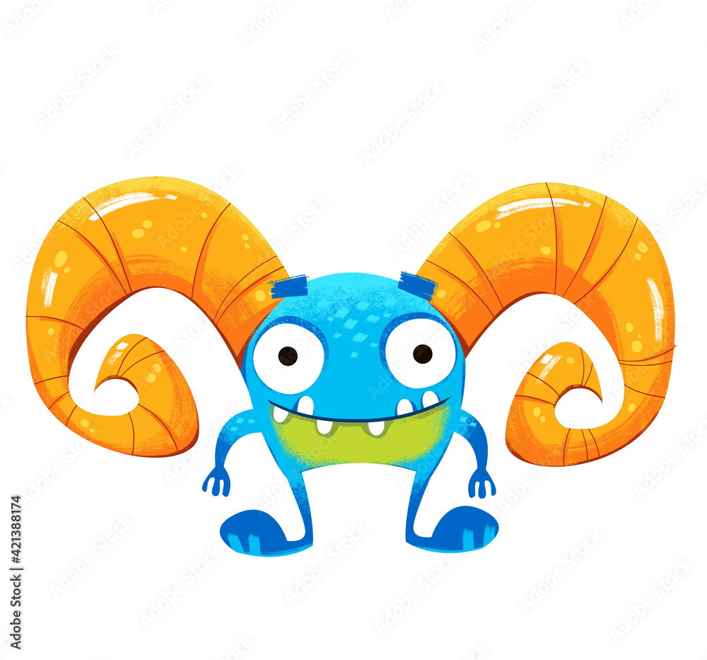 Green alien with horns clipart. Capricorn monster. Horoscope. Poster ...