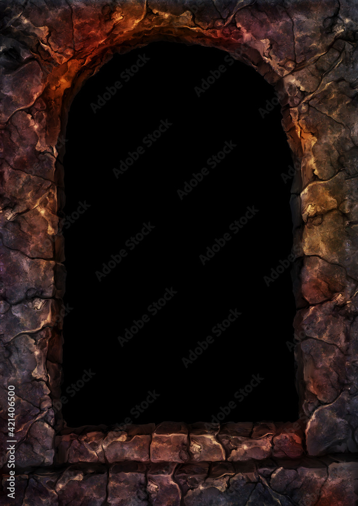 Stone arch frame/ Illustration vertical frame with stone arch and steps ...