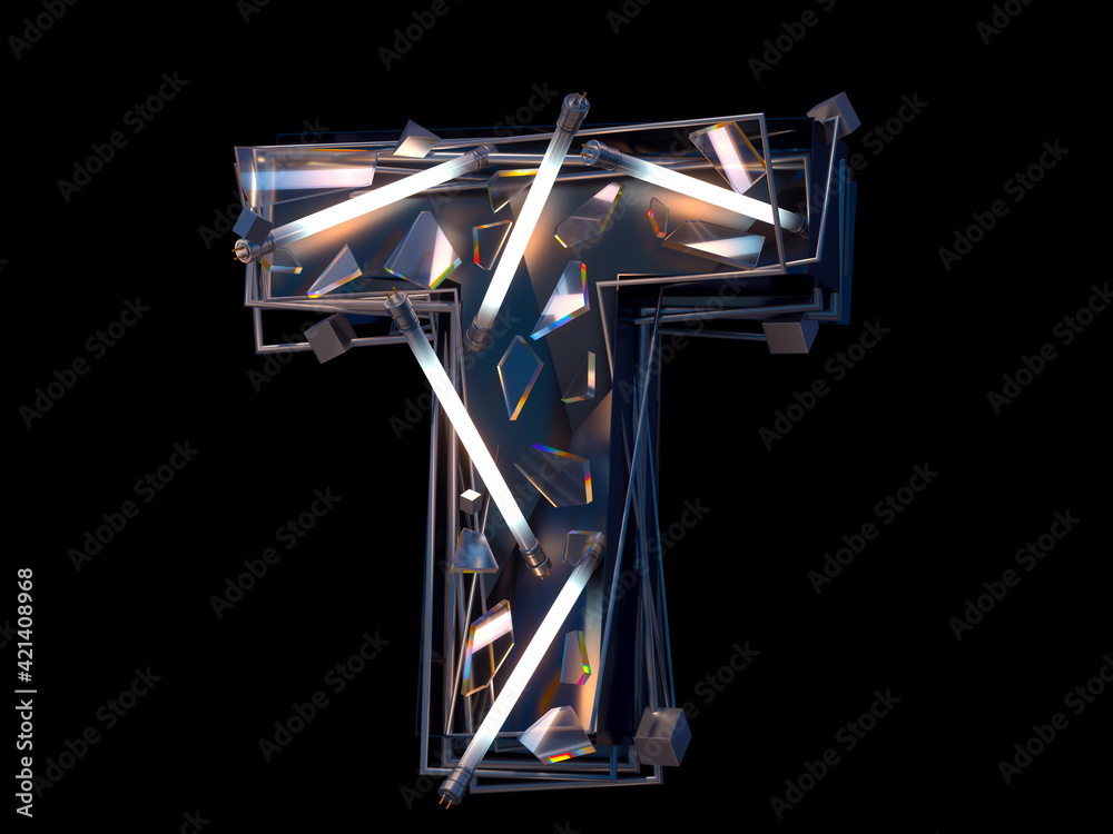 Abstract White Neon Font. Letter T. Stock Illustration | Adobe Stock
