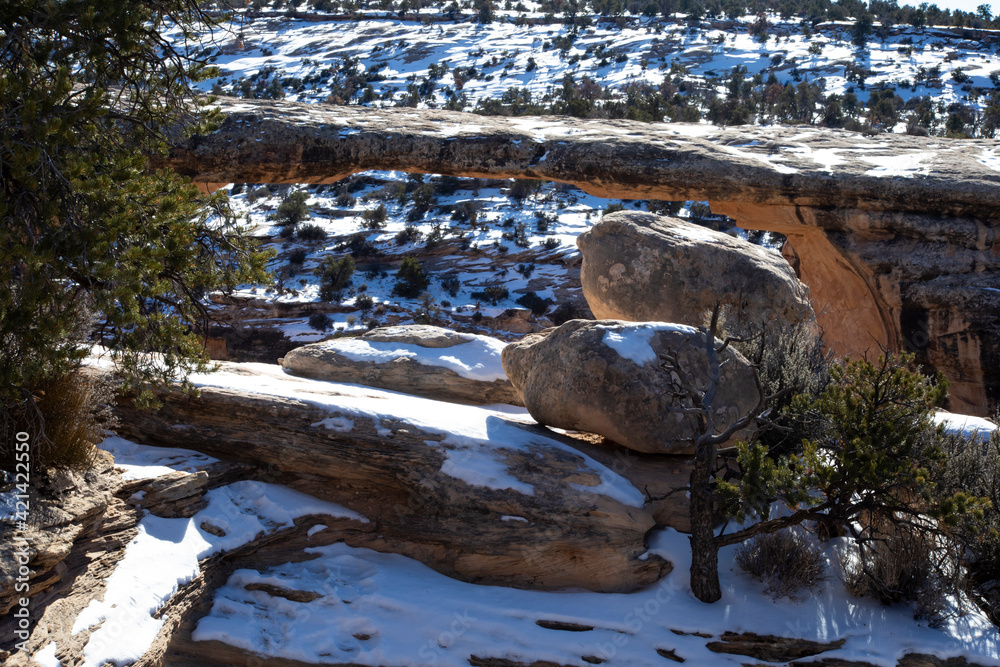 dramatic landscape photo of natural bridges, canyons and desert like ...