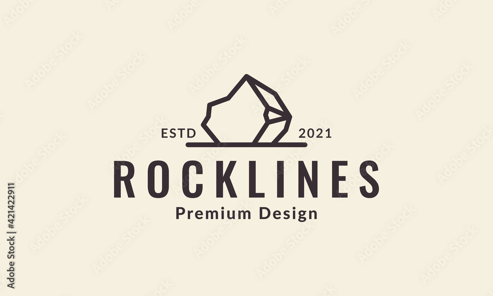 simple lines stone rock logo vector symbol icon design illustration ...