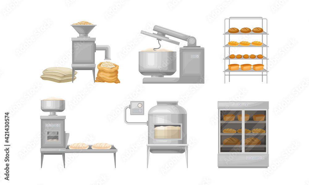 Bread Production with Kneading Dough, Loaf Molding and Cereal Grain ...