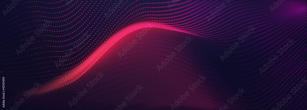 Abstract colorful digital particles wave with bokeh and light ...
