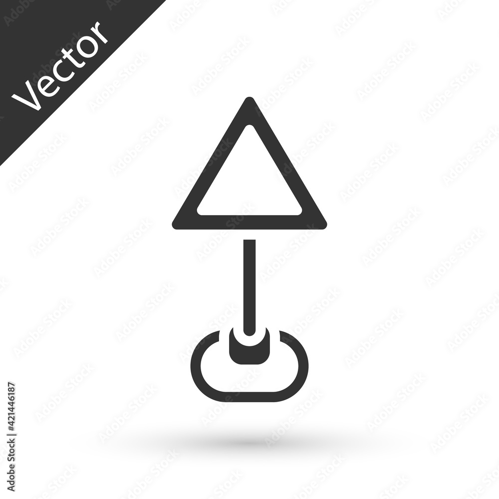 Grey Triangle warning blank icon isolated on white background. Traffic ...