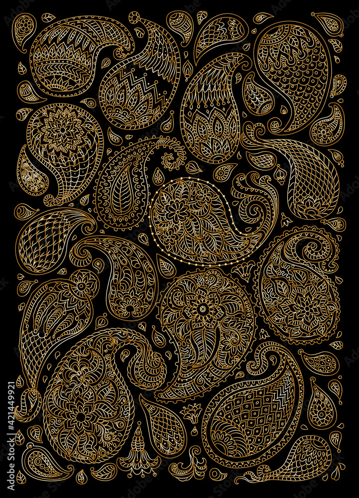 Vector Paisley decorative set. Stylized floral elements with fantasy ...