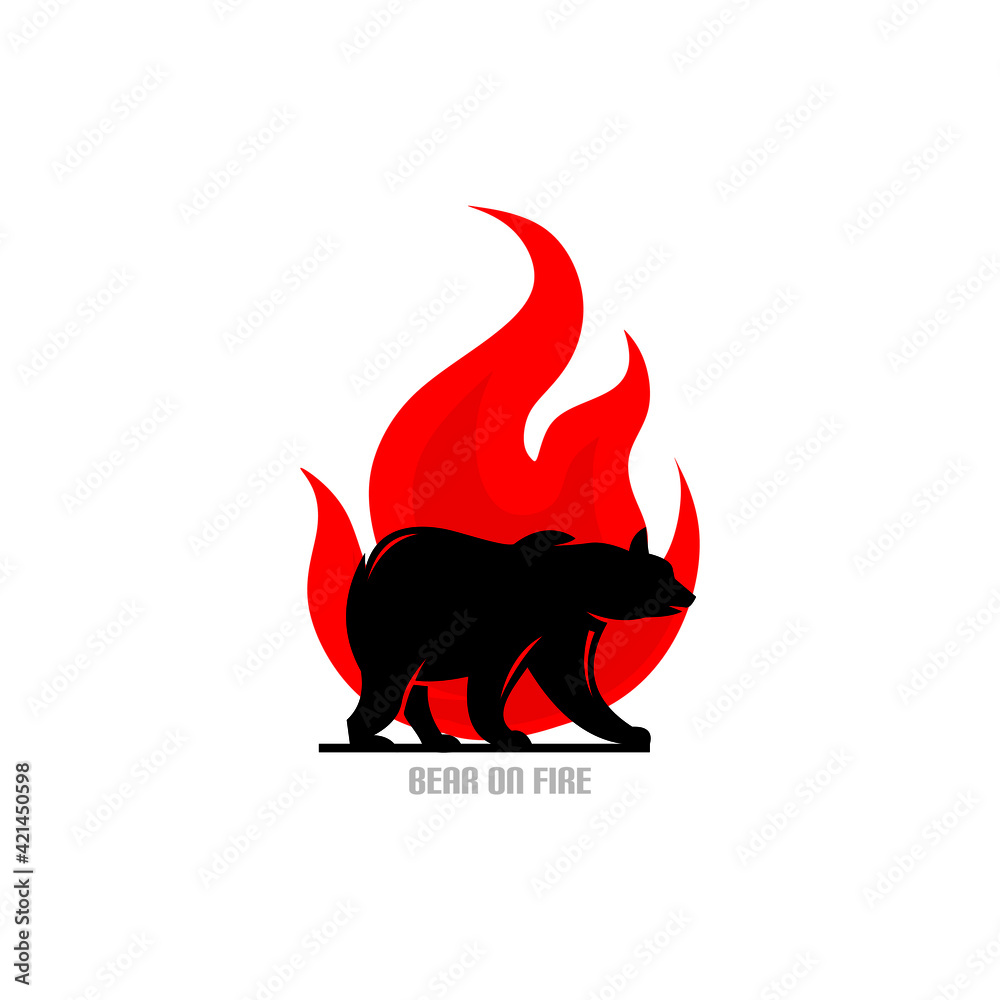 black bear on fire logo, silhouette of angry bear vector illustrations ...