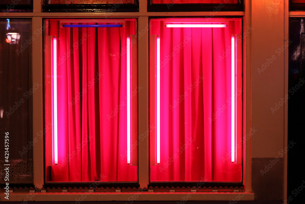 Neon Window In Red Light District In Amsterdam Netherlands Stock Photo ...