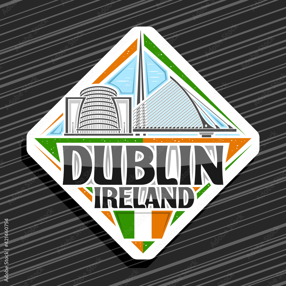 Vector logo for Dublin, white rhombus road sign with outline ...