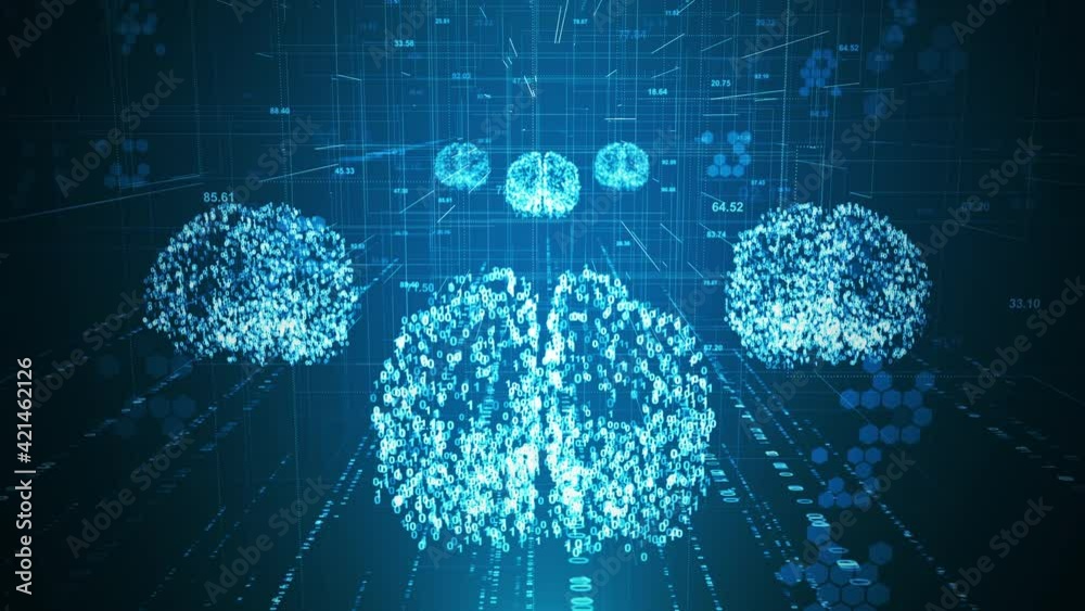 Digital network technology deep learning animation concept. Abstract ...