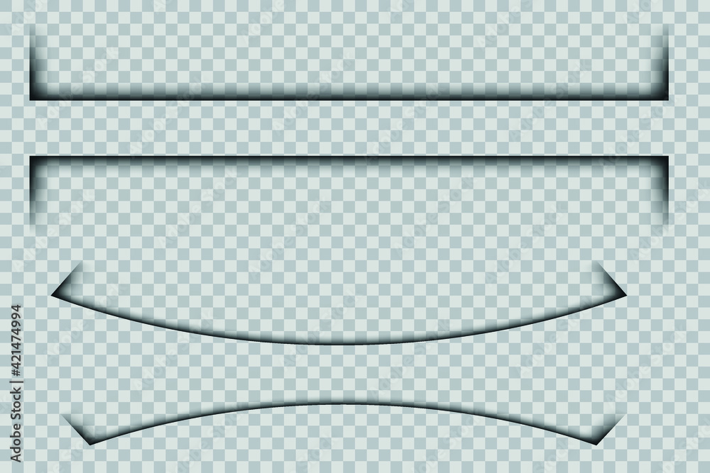 Set of realistic transparent shadow effects isolated on transparent ...