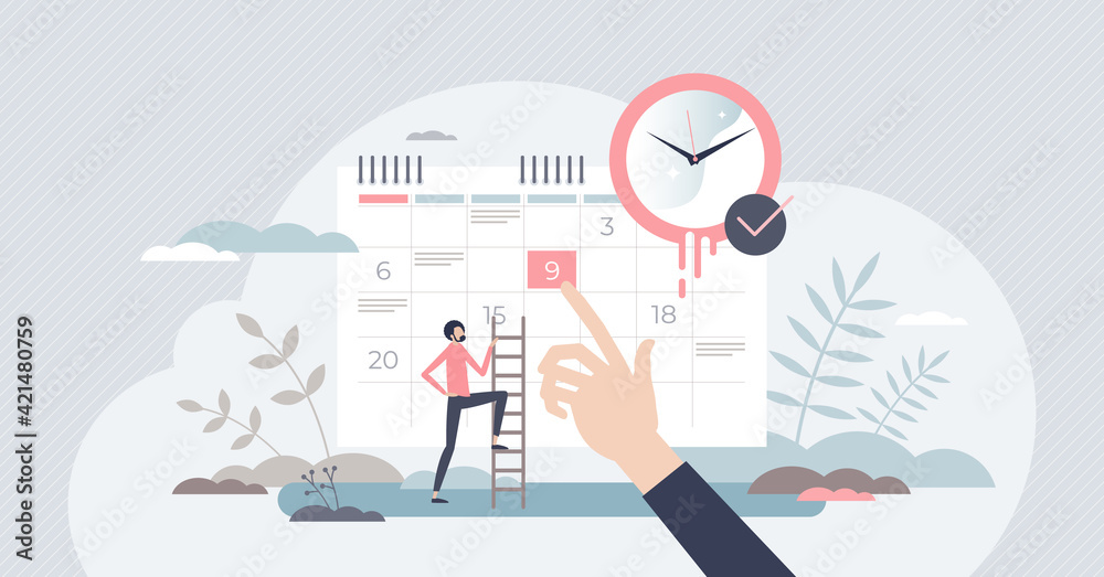 Appointment plan and calendar meeting time reminder note tiny person ...