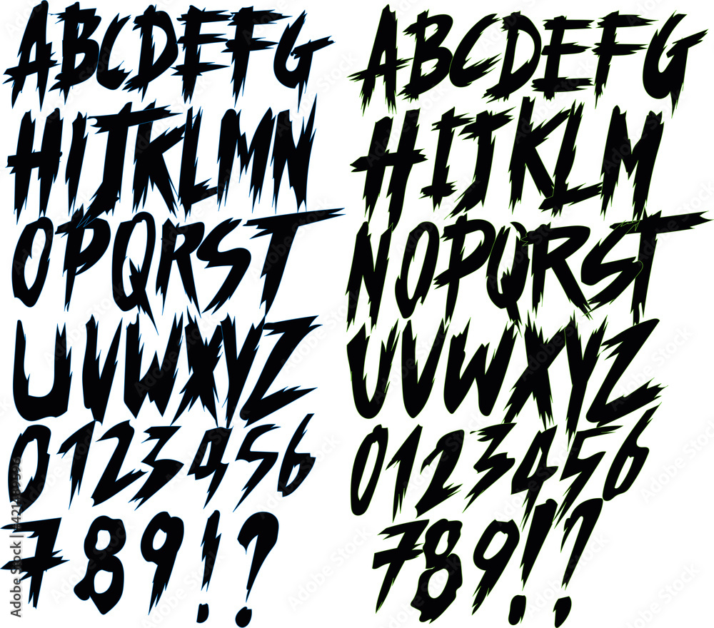Horror, scary alphabet font. Vintage Hand Drawn gothic font, Eps10 ...