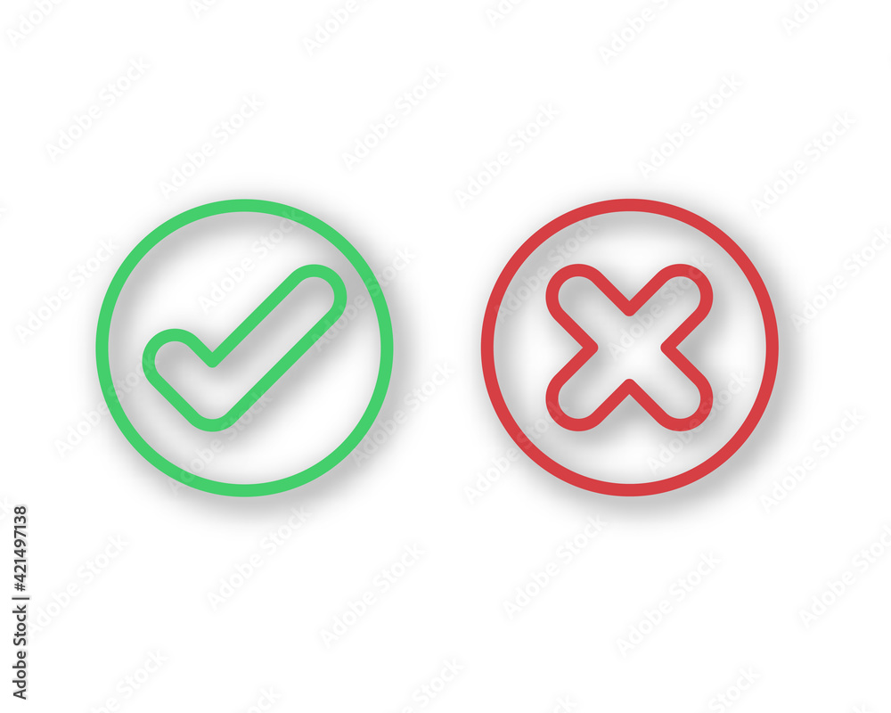 Check marks. Tick and cross vector icons. Yes and No symbols. Vector ...