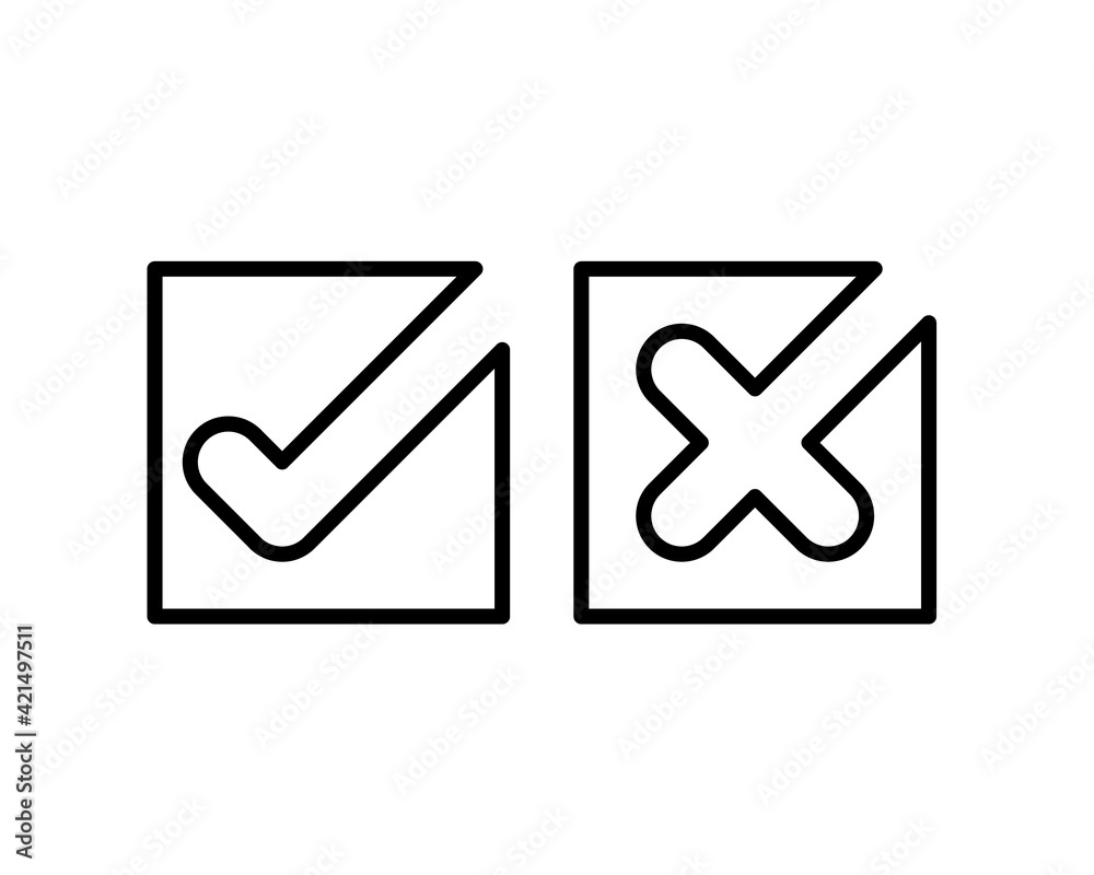 Check marks. Tick and cross vector icons. Yes and No symbols. Vector ...