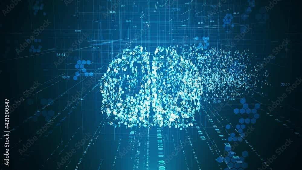 Digital network technology deep learning animation concept. Abstract ...