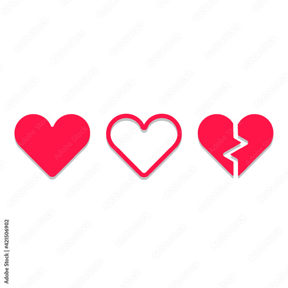 Hearts, Different types of hearts vector icons, symbols design Stock ...