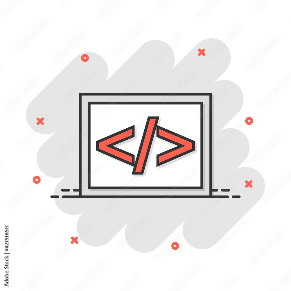 Vector cartoon open source icon in comic style. Api programming concept ...