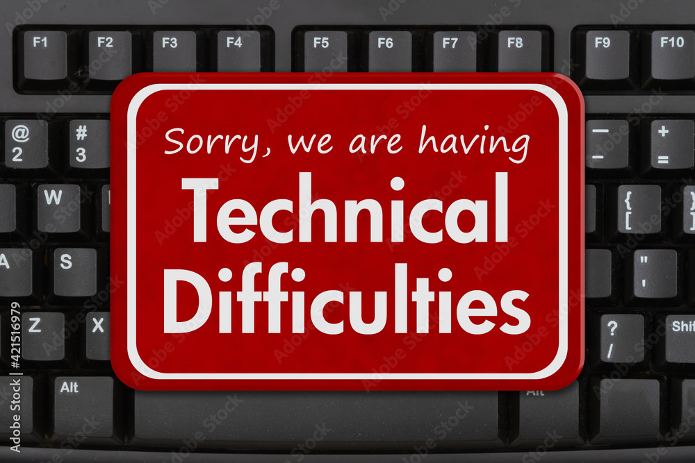 Technical Difficulties message on a black keyboard Stock Photo | Adobe ...