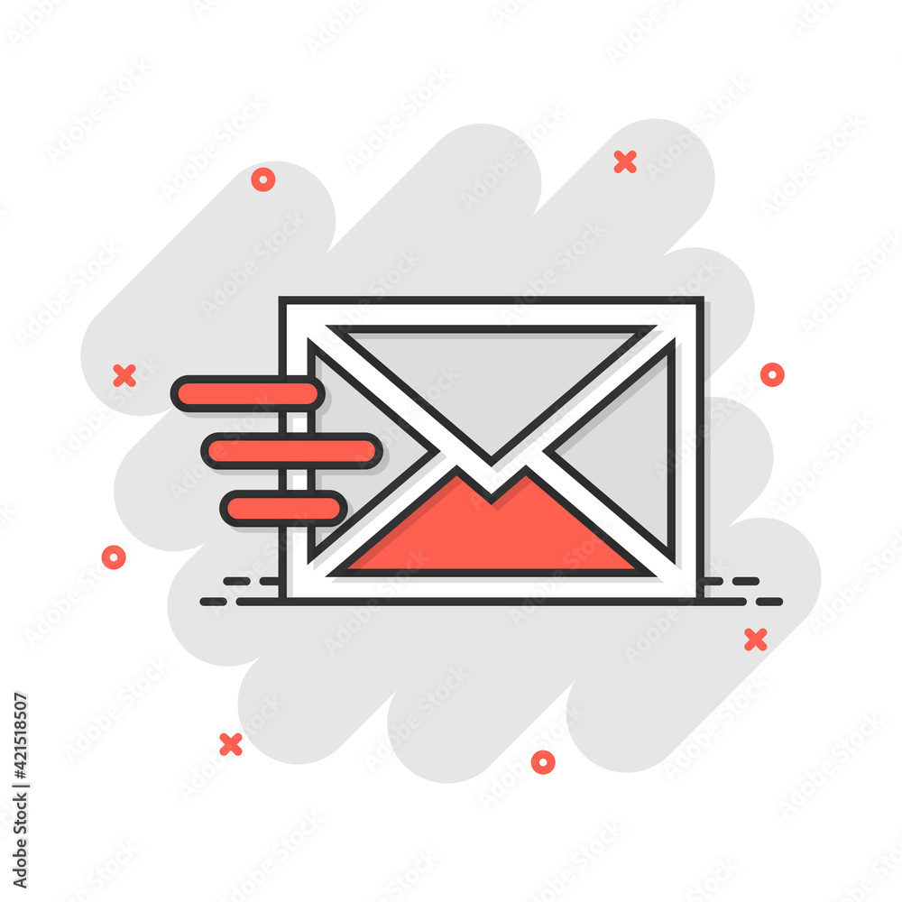 Mail envelope icon in comic style. Email message vector cartoon ...