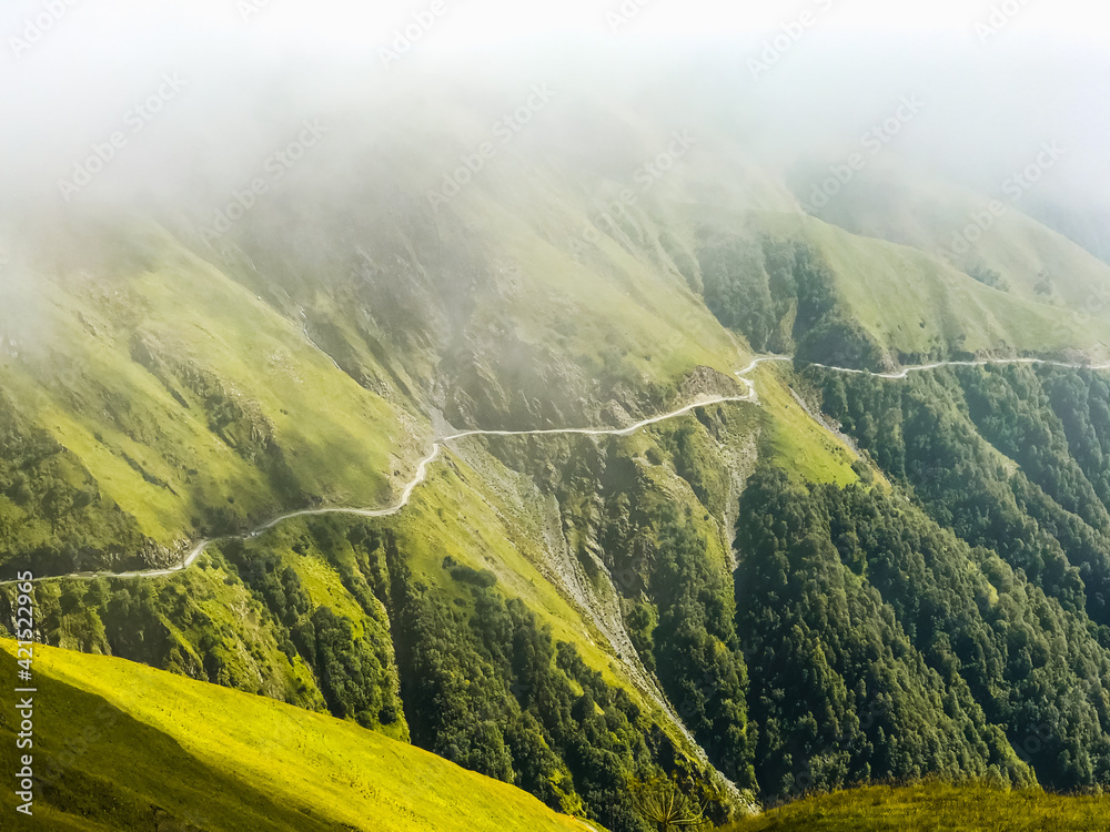 Serpentine highlands Tusheti road in caucasus.Georgia.The most ...