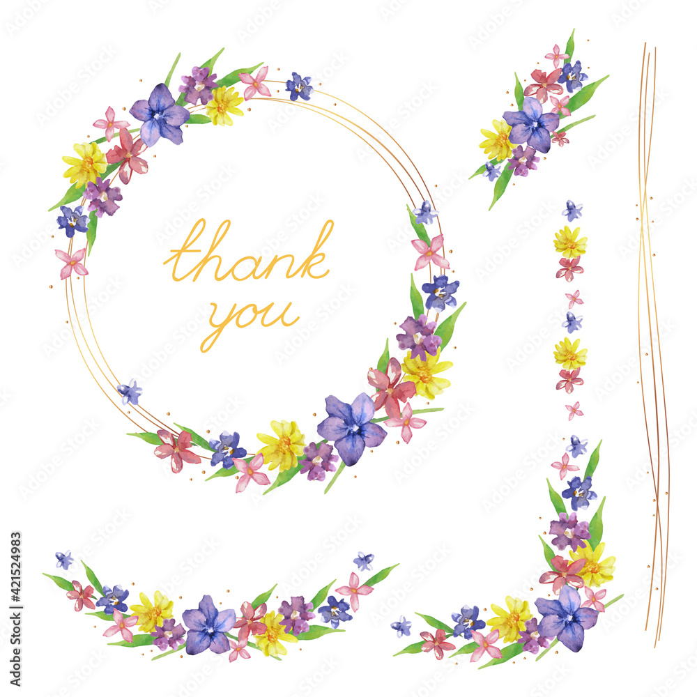 Set of vector frames with spring flowers. Collection of borders with ...