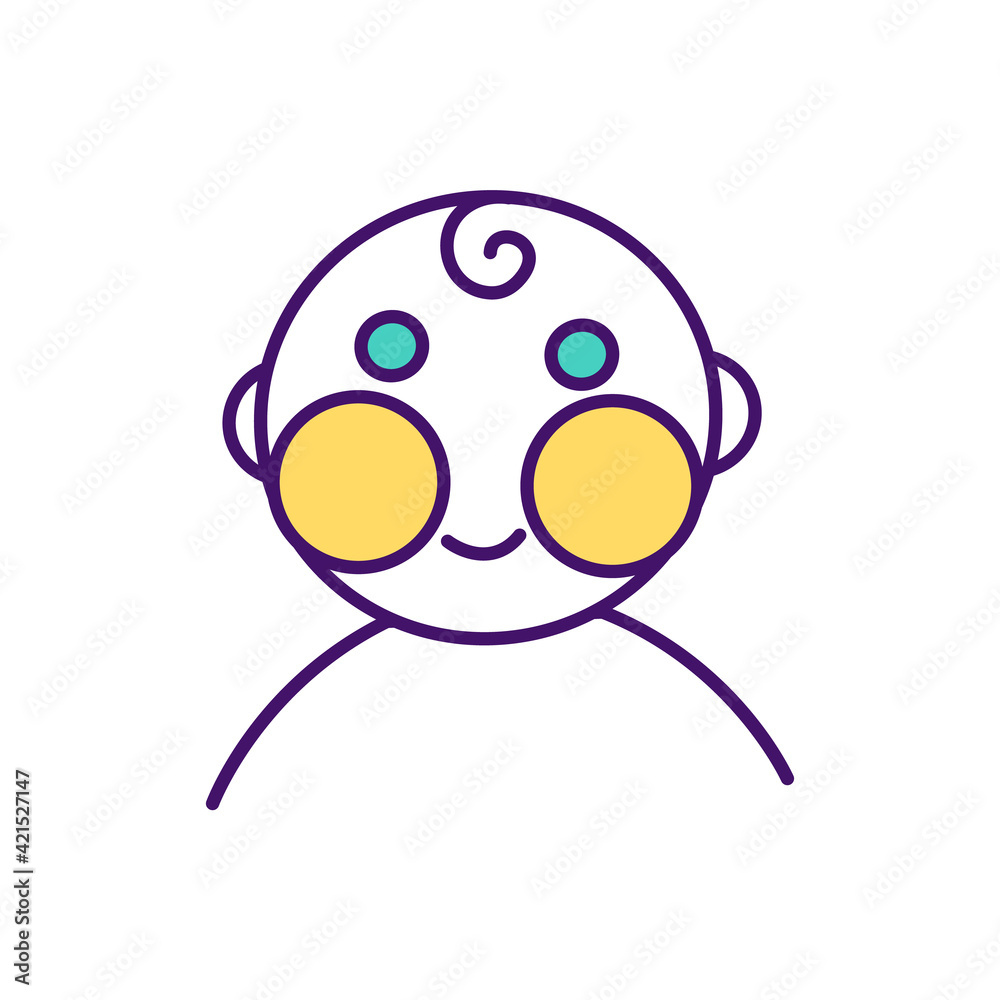 Childhood obesity RGB color icon. Baby fat. Caring about infant weight ...