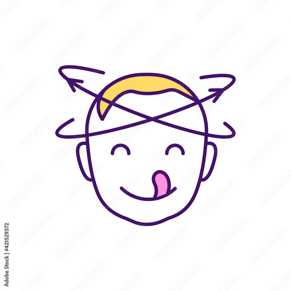 Hungry baby sign RGB color icon. Being more active. Showing for hunger ...