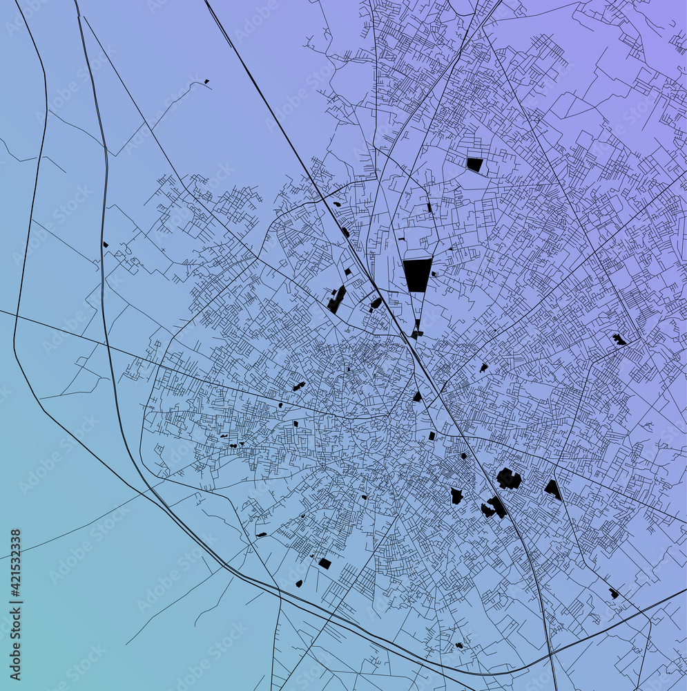 Aligarh, Uttar Pradesh, India (IND) - Urban vector city map with parks ...