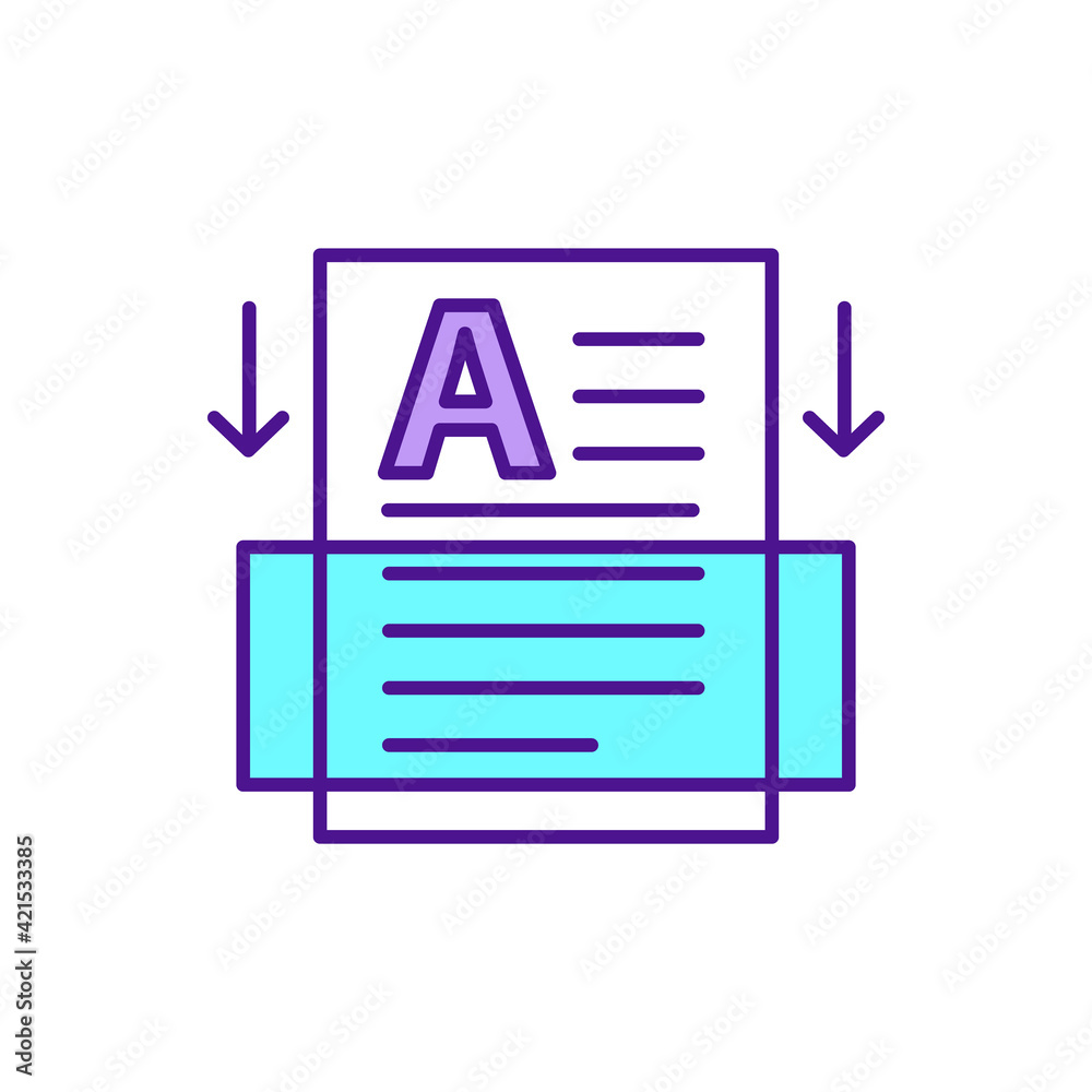 Vettoriale Stock Fact checking RGB color icon. Verifying info ...