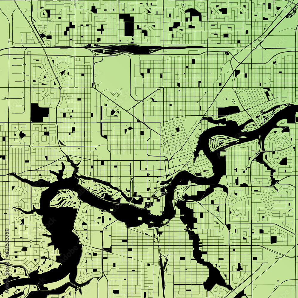 Edmonton, Alberta, Canada (CAN) - Urban vector city map with parks ...