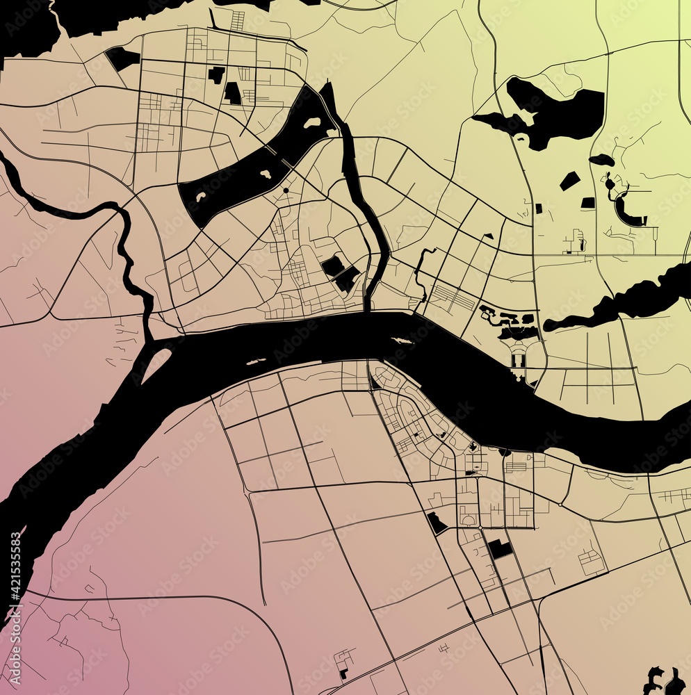 Qingyuan, Guangdong, China (CHN) - Urban vector city map with parks ...