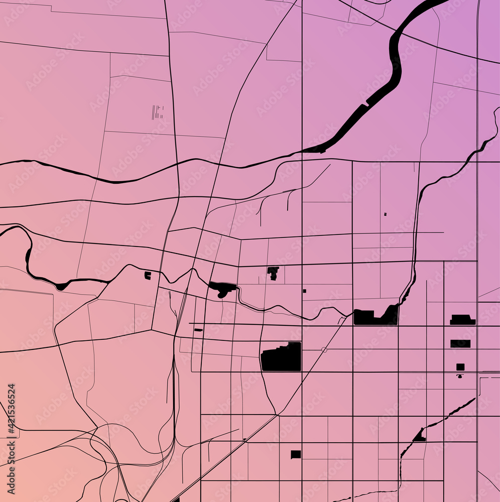 Xinxiang, Henan, China (CHN) - Urban vector city map with parks, rail ...