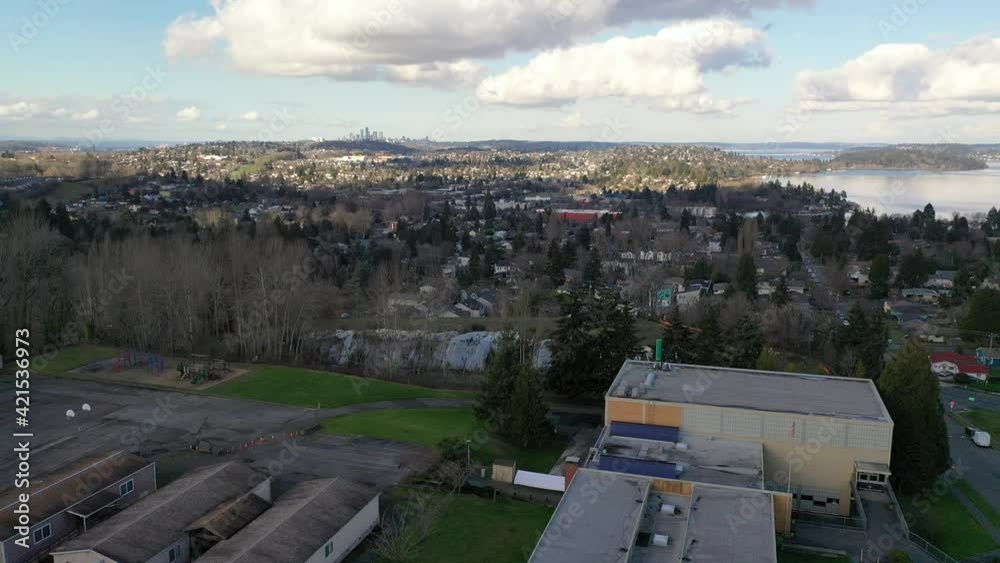 Cinematic drone rise reveal footage of Lakeridge, Rainier Valley, South ...