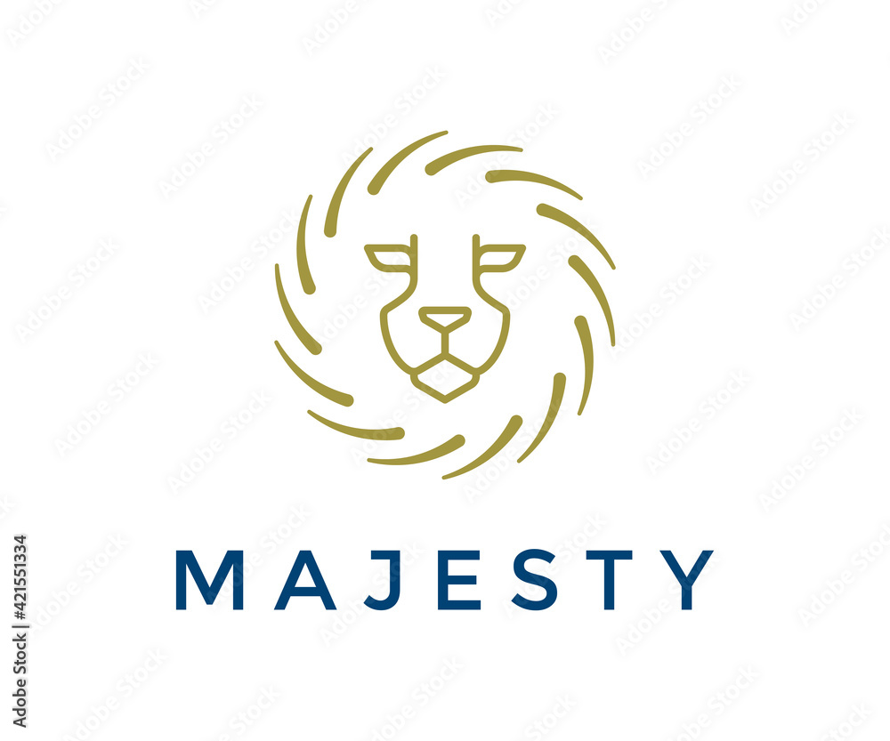Round lion face elegant logo design. Golden lion head abstract luxury ...