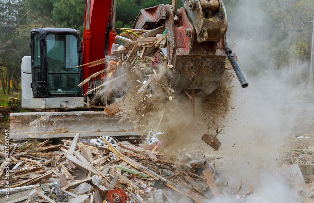 Demolition Work Ruined Residential Wooden House After Tornadoes Came