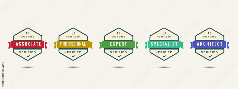 Plakat Verified logo badge design template. Set of company business ...