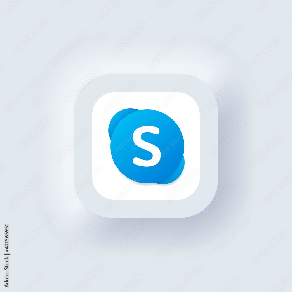Set of Skype icons. Social media icons. Realistic set. Neumorphic UI UX ...