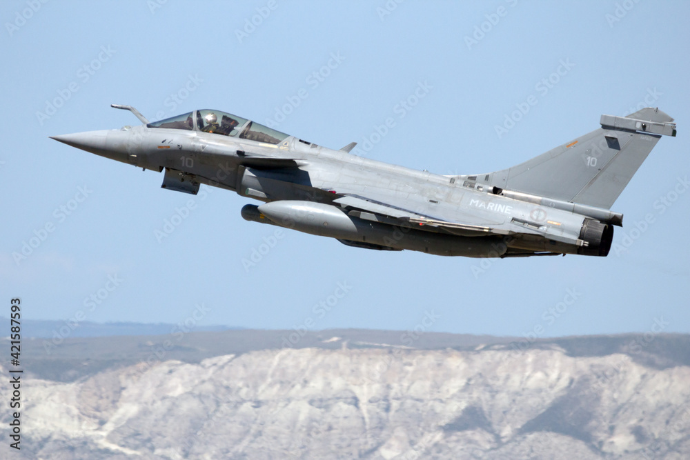 French Navy Dassault Rafale fighter jet in flight Stock Photo | Adobe Stock