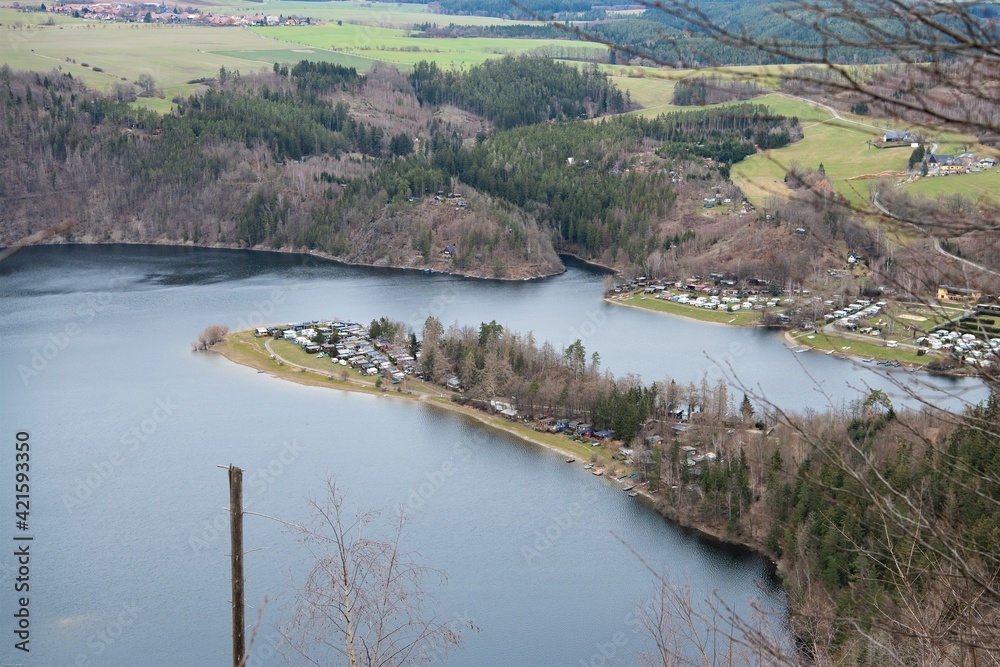 Blick auf die beliebten Ferienorte Droschkau und den Campingplatz ...