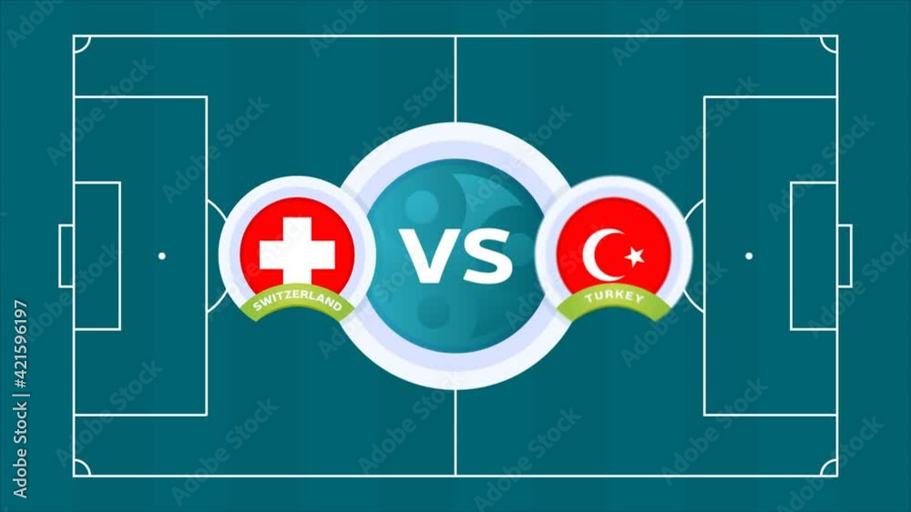 Switzerland vs Turkey match football field video animation. Football ...
