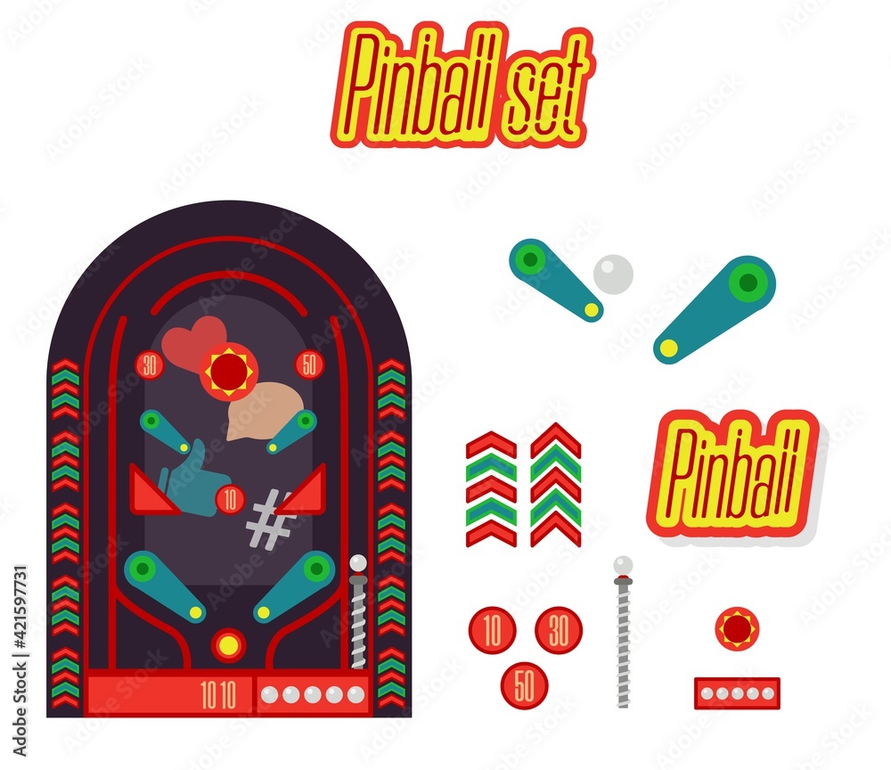 Classic Pinball Field Isolated Illustration. Isolated and colored ...