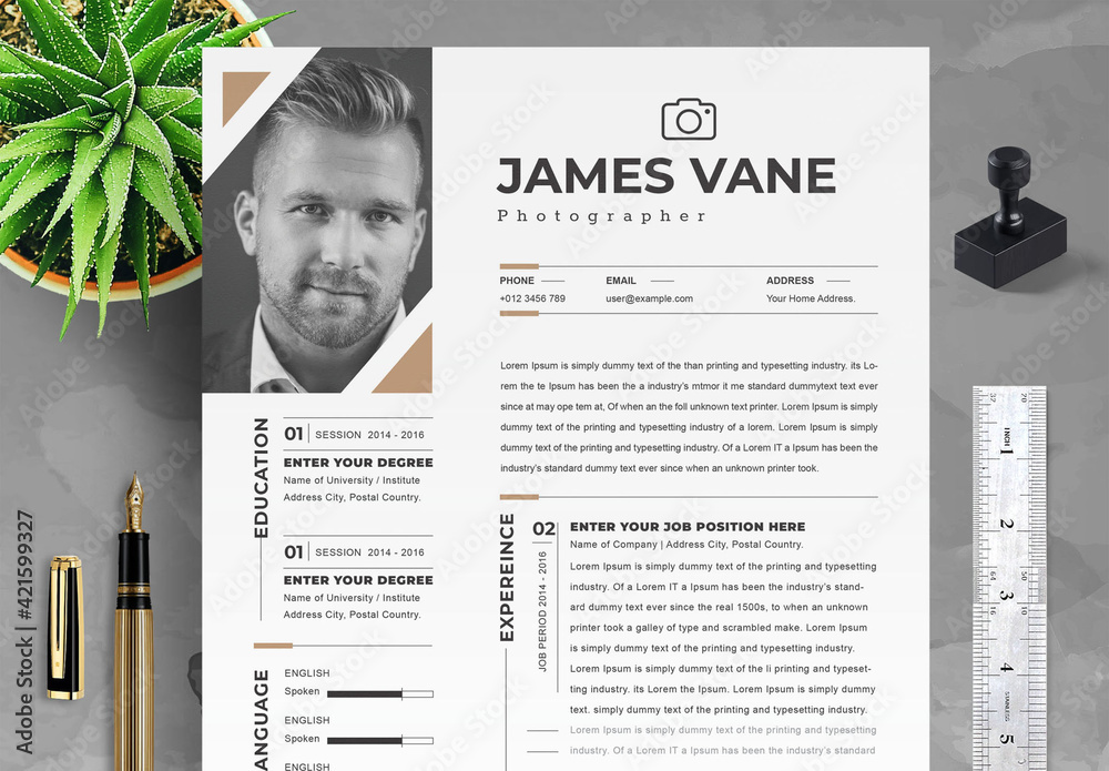 Creative Resume Layout with Photo Stock Template | Adobe Stock