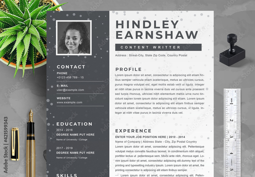 Minimalist Resume Layout Set Stock Template | Adobe Stock