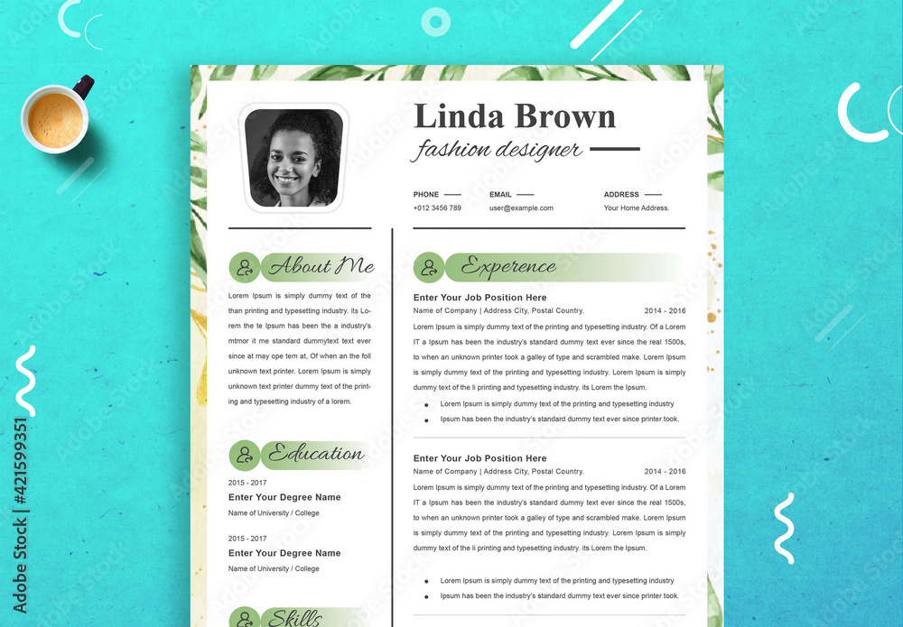 Professional Resume Layout Stock Template | Adobe Stock