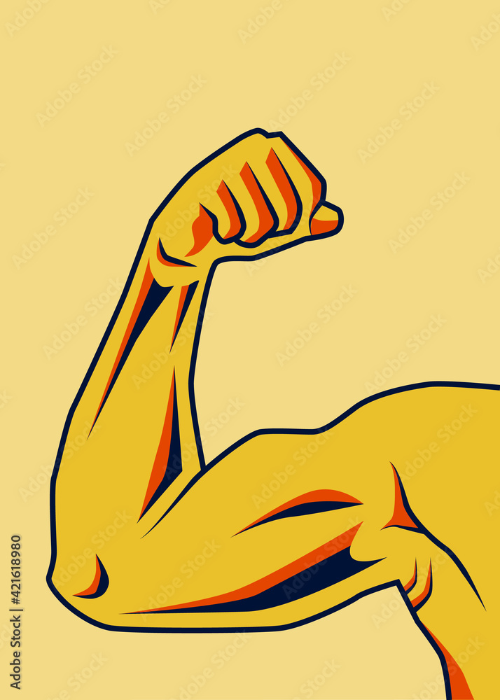 Anatomical Arm Bent At the Elbow. Hand Fight Symbol. Muscular Arm ...
